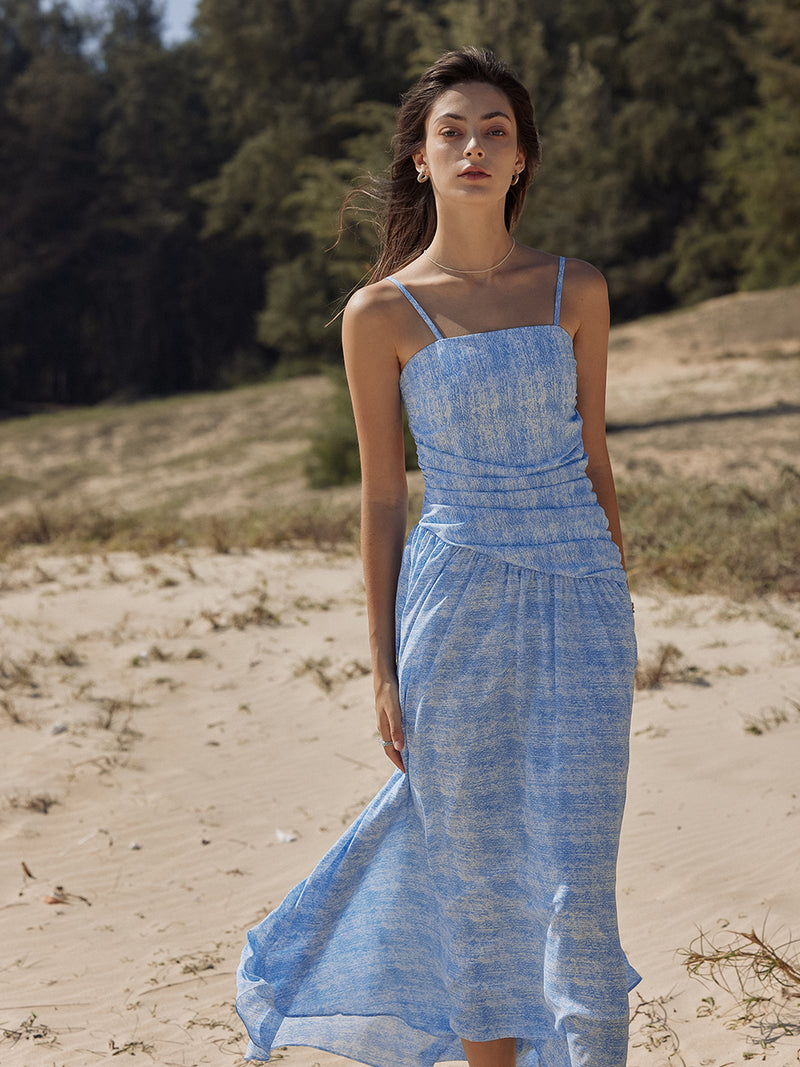Ocean Shirring Long Dress – SINCETHEN