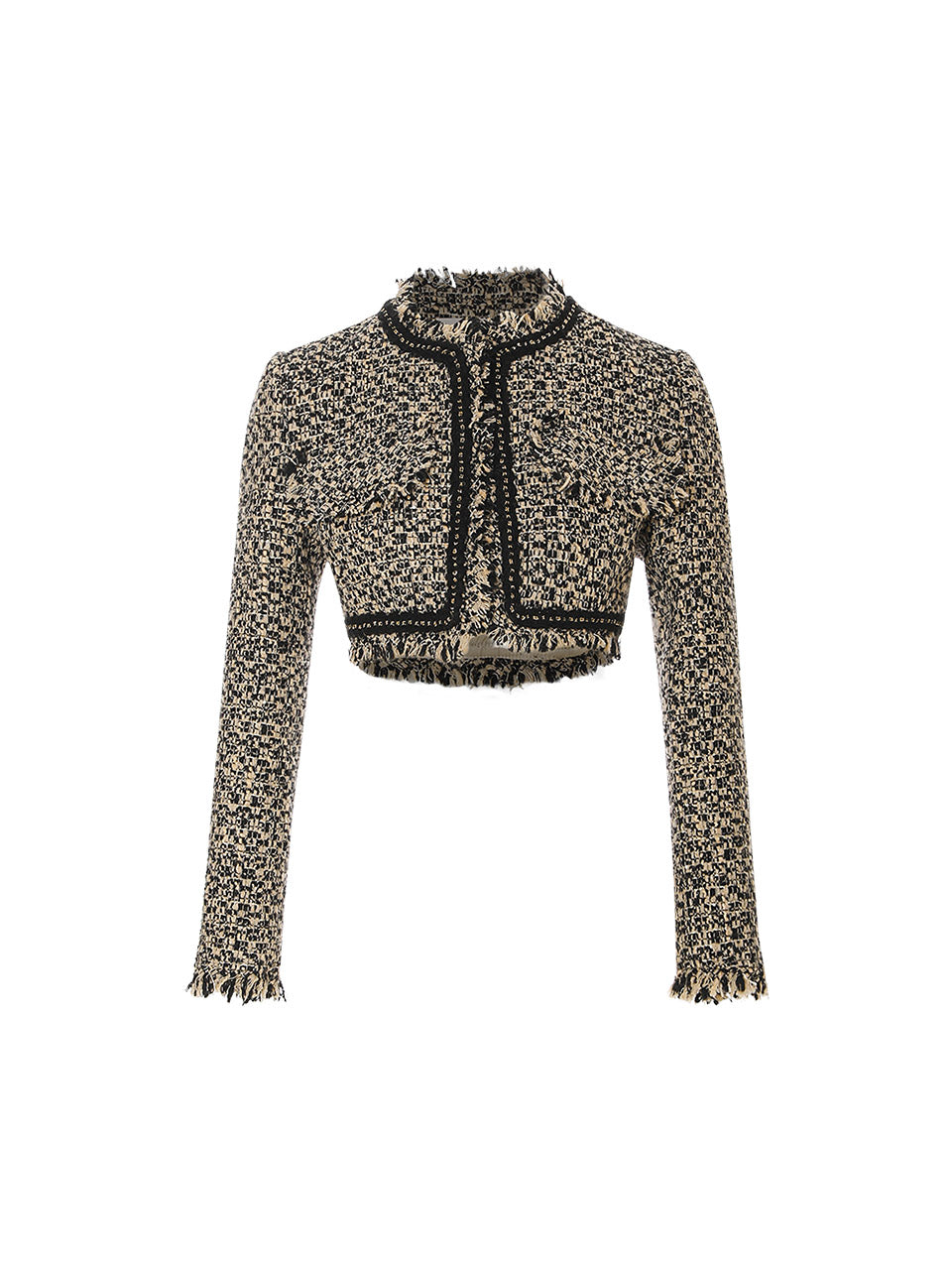 Fringe Tweed Jacket – Chain & Fringe Trim, Crew Neck | SINCETHEN